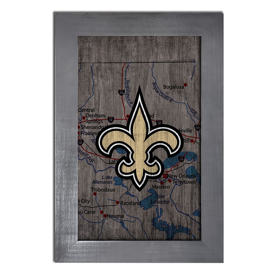 New Orleans Saints City Map 11x19 Framed – Fan Creations GA