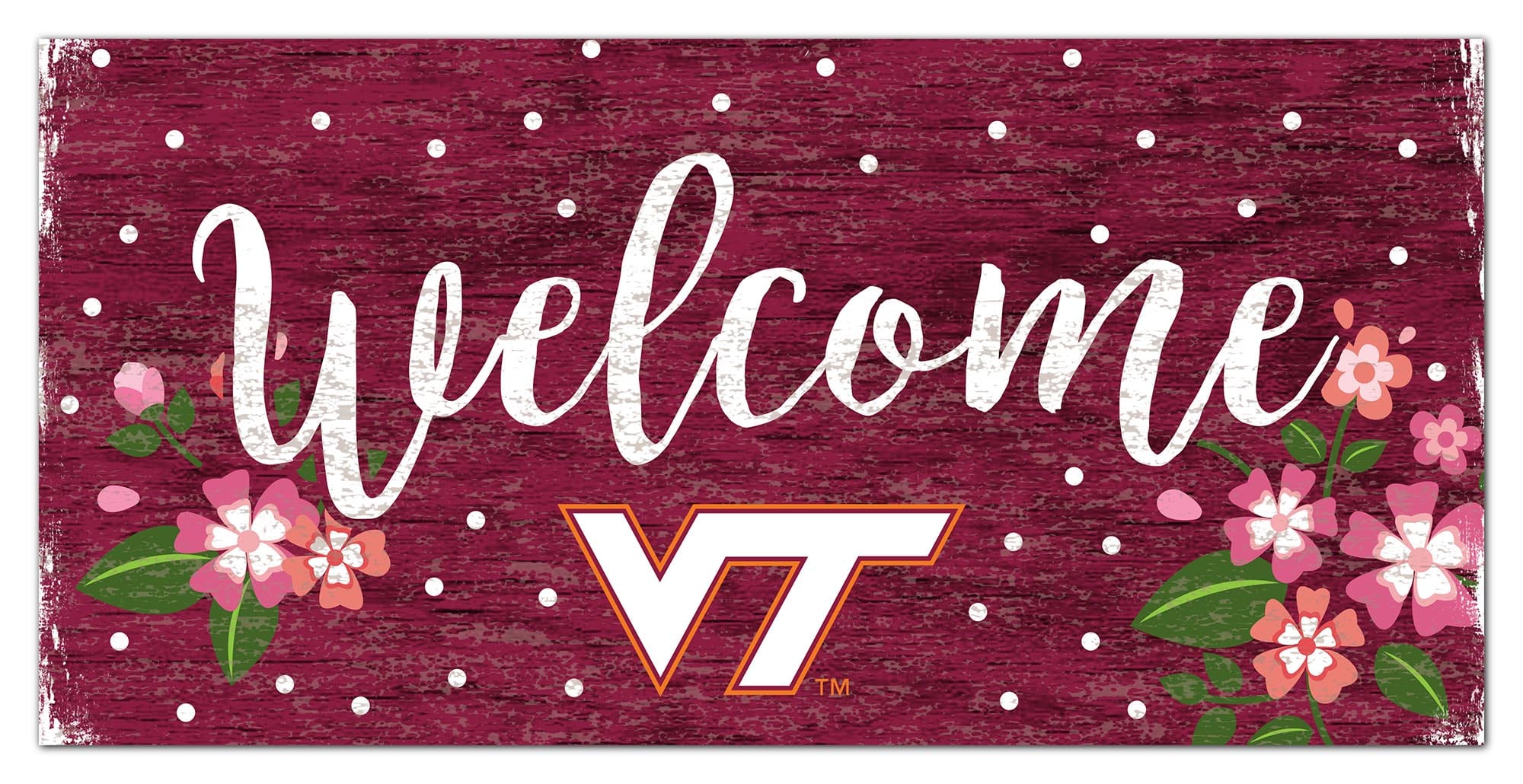 Virginia Tech University Welcome Floral 6x12 Sign – Fan Creations GA