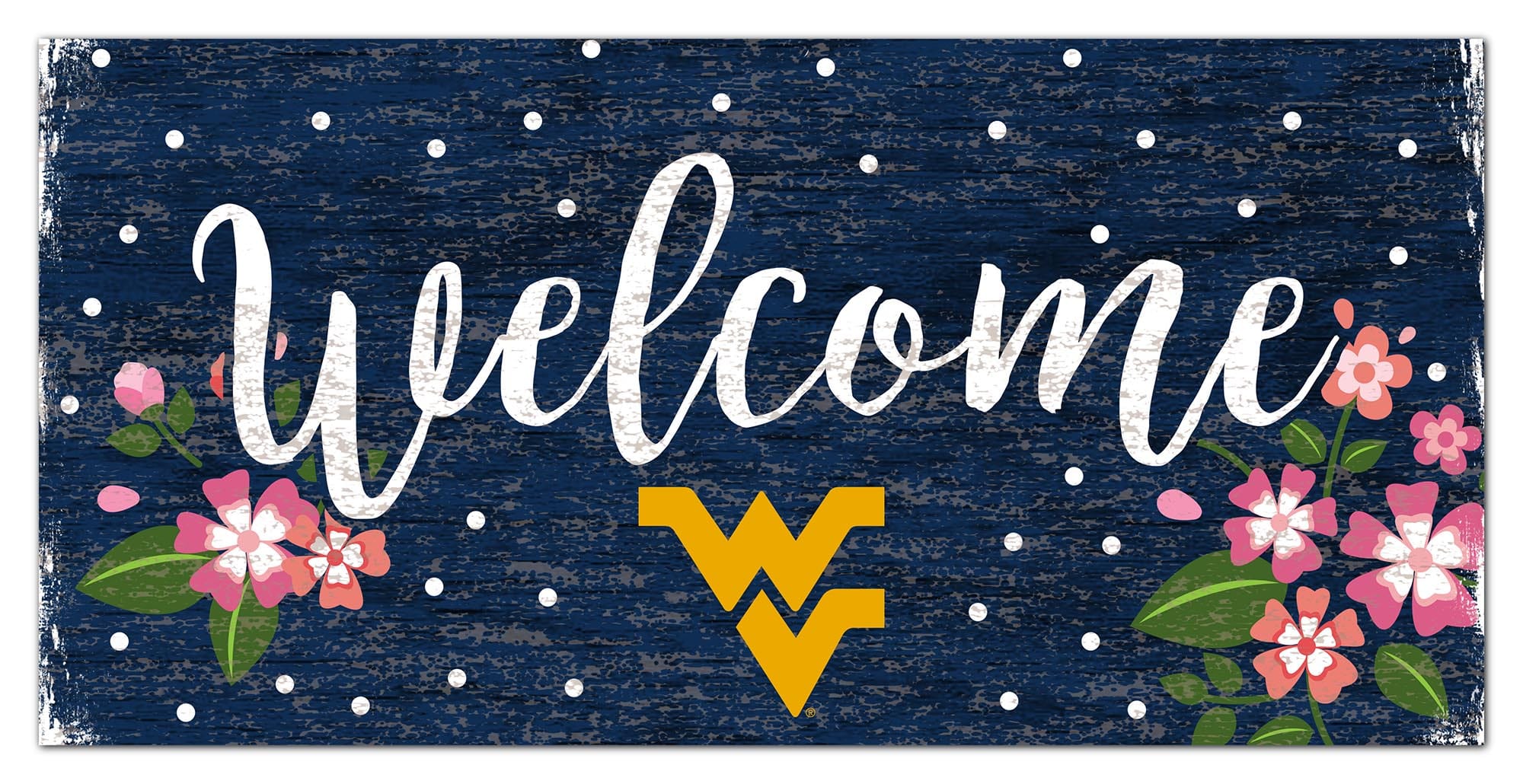 University of West Virginia Welcome Floral 6x12 Sign – Fan Creations GA