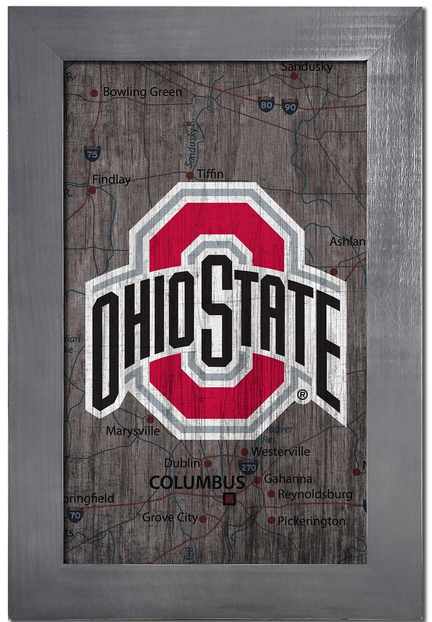 Ohio State University City Map 11x19 Framed – Fan Creations GA