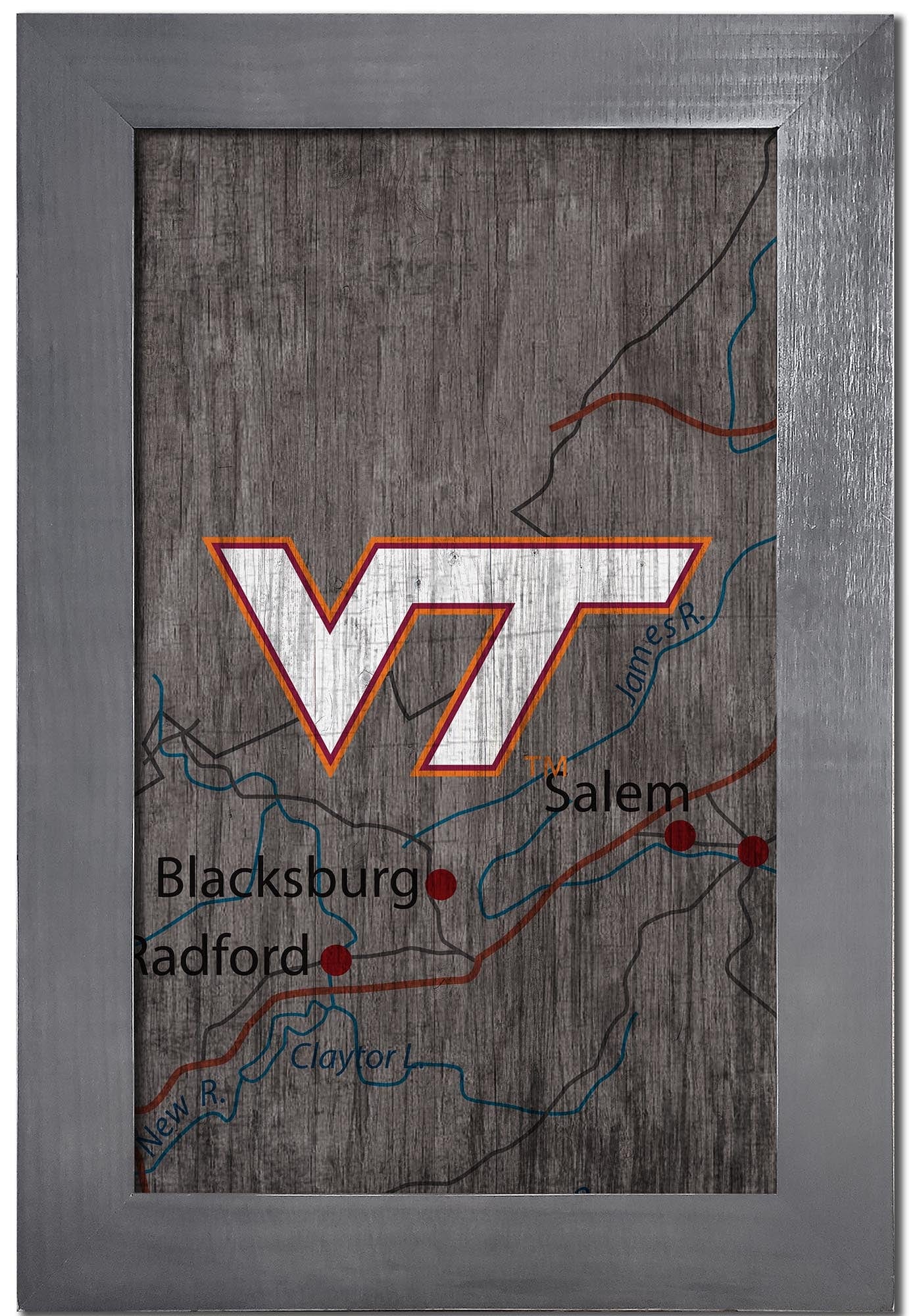 Virginia Tech City Map 11x19 Framed – Fan Creations GA