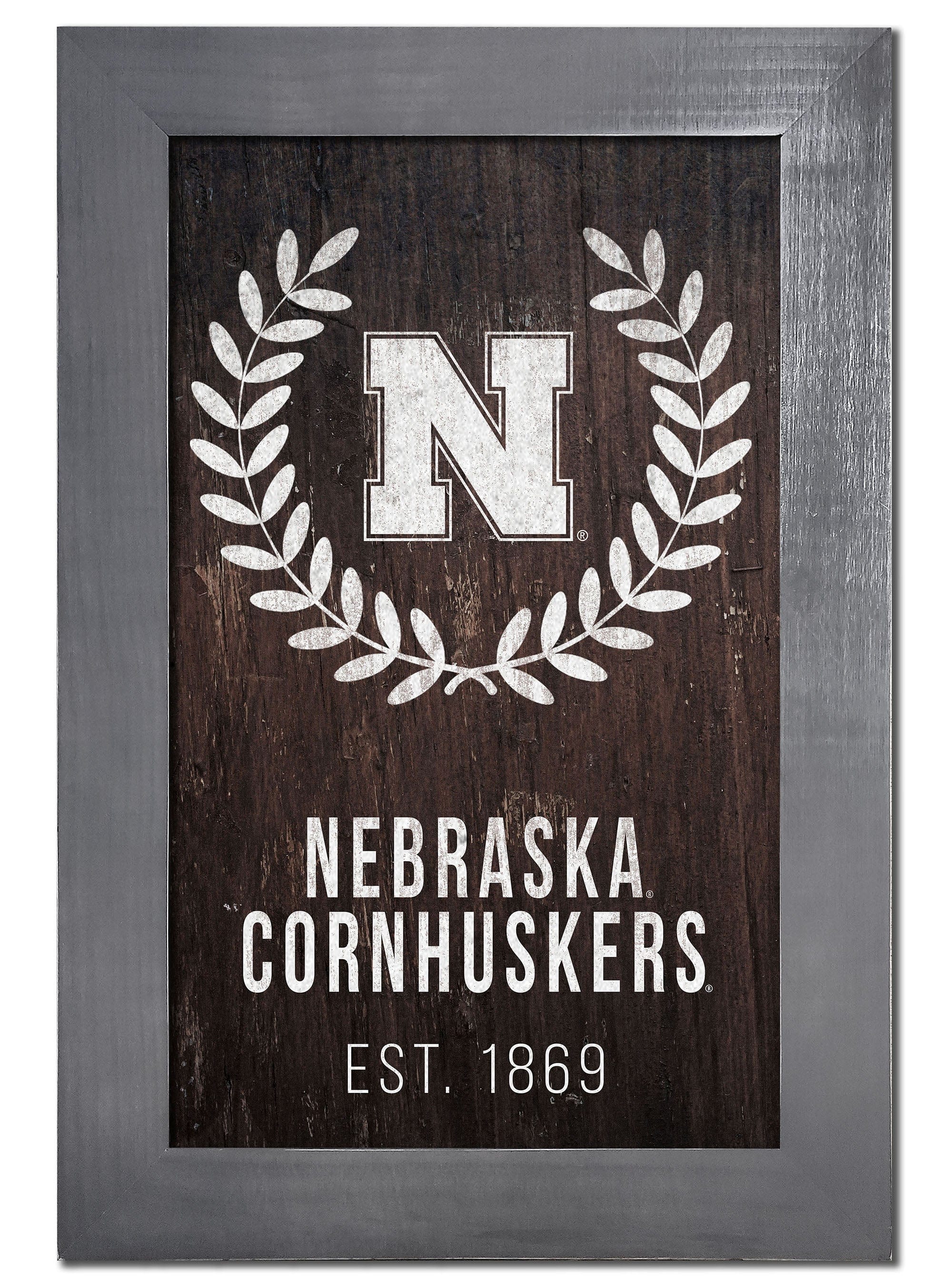 University of Nebraska Laurel Wreath 11x19 Framed – Fan Creations GA