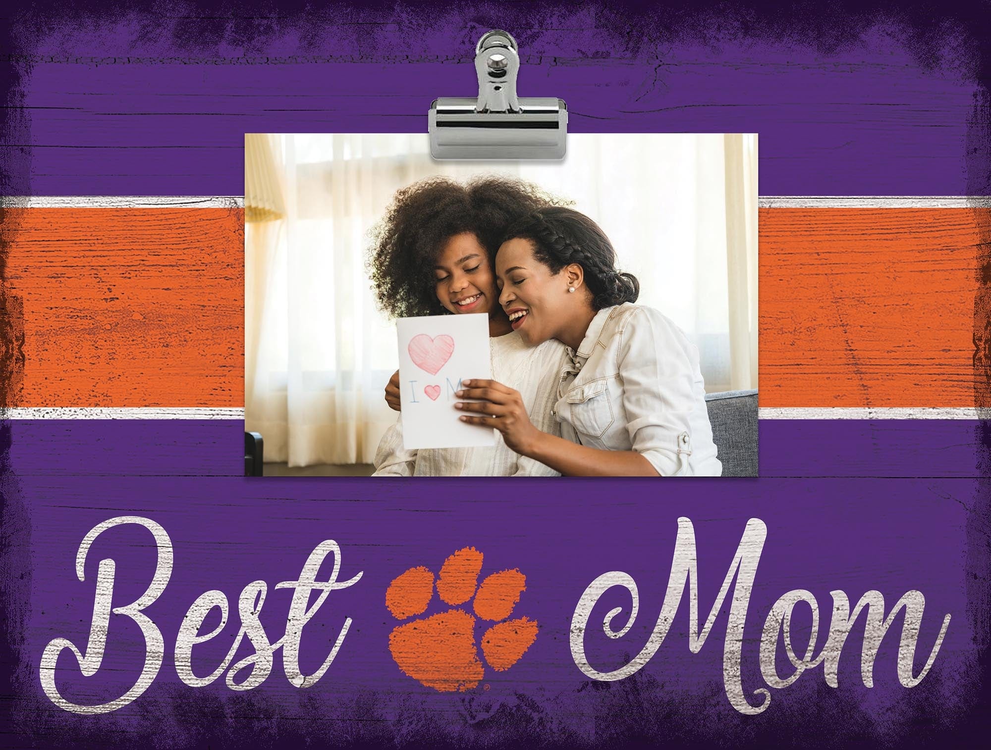 Clemson Best Mom With Stripe Clip Frame – Fan Creations GA