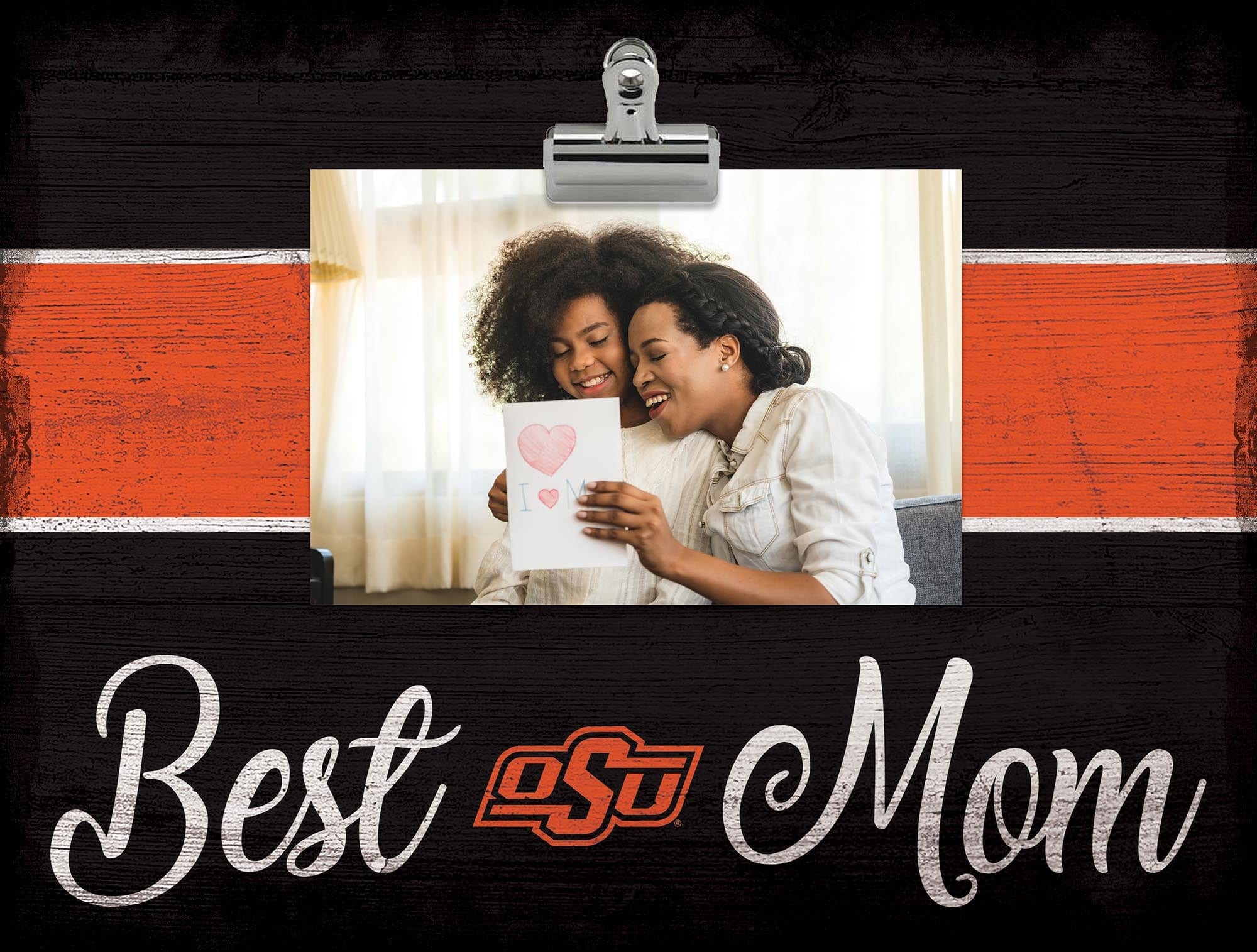 Oklahoma State Best Mom With Stripe Clip Frame – Fan Creations GA
