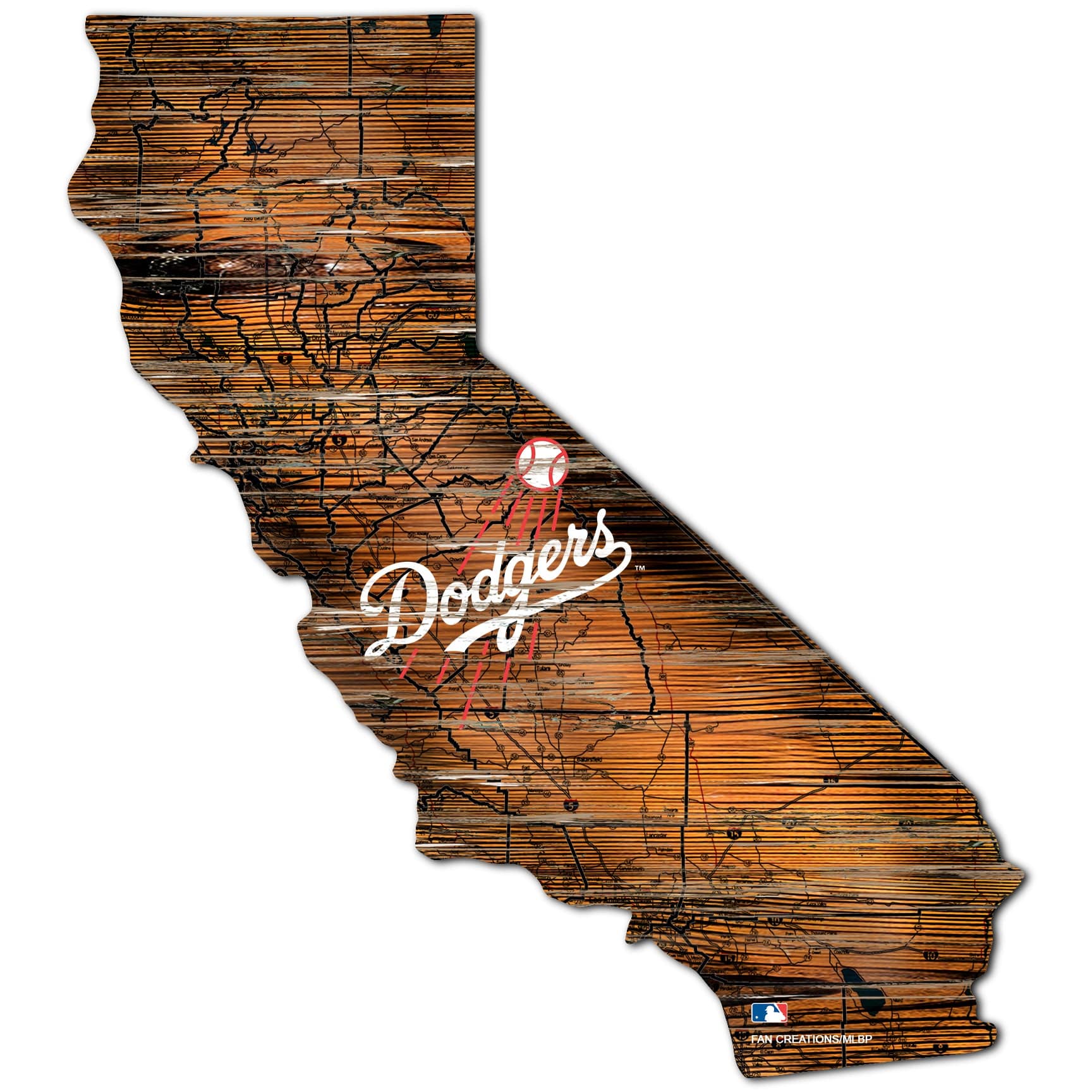Los Angeles Dodgers Distressed State With Logo Sign – Fan Creations GA