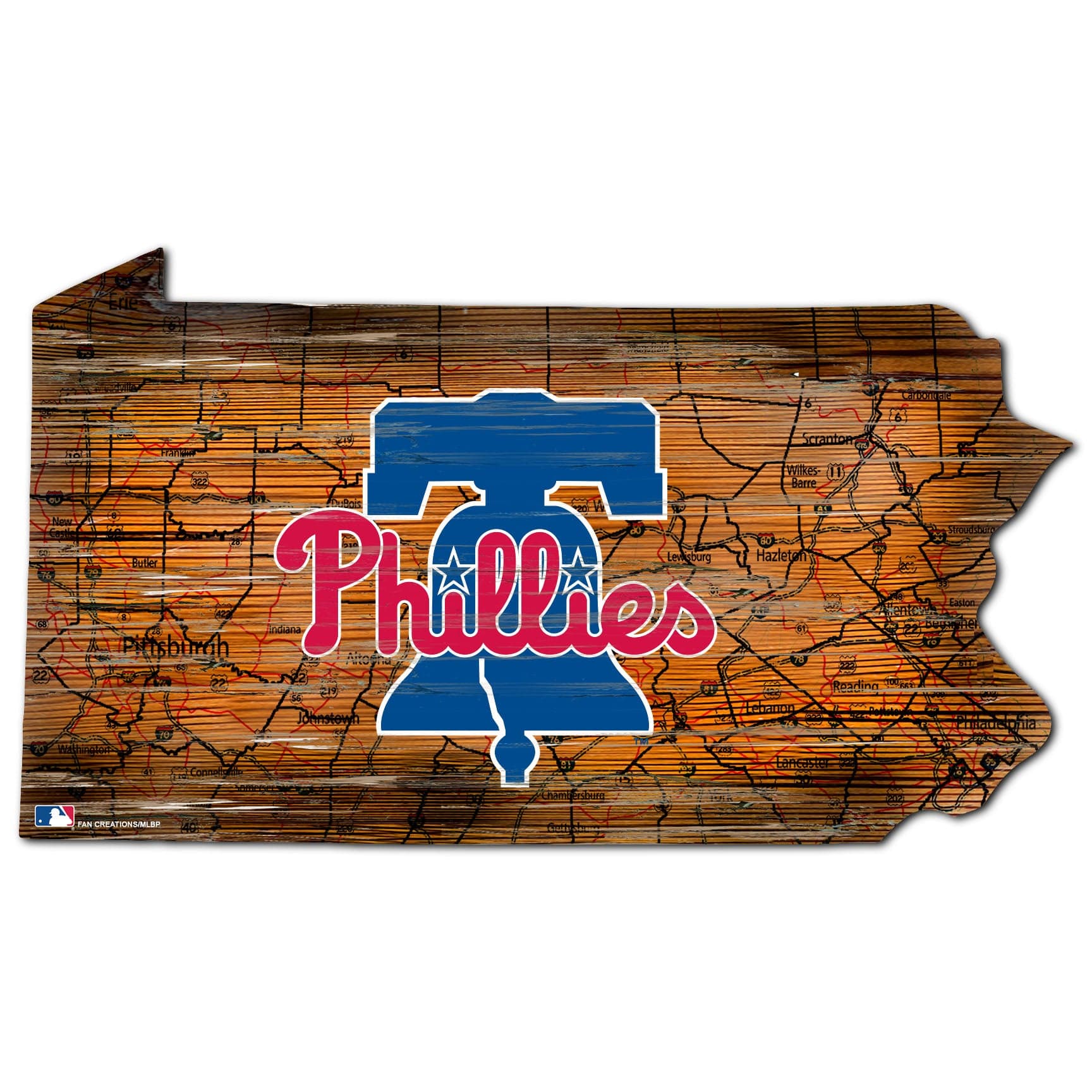 Philadelphia Phillies Distressed State With Logo Sign – Fan Creations GA