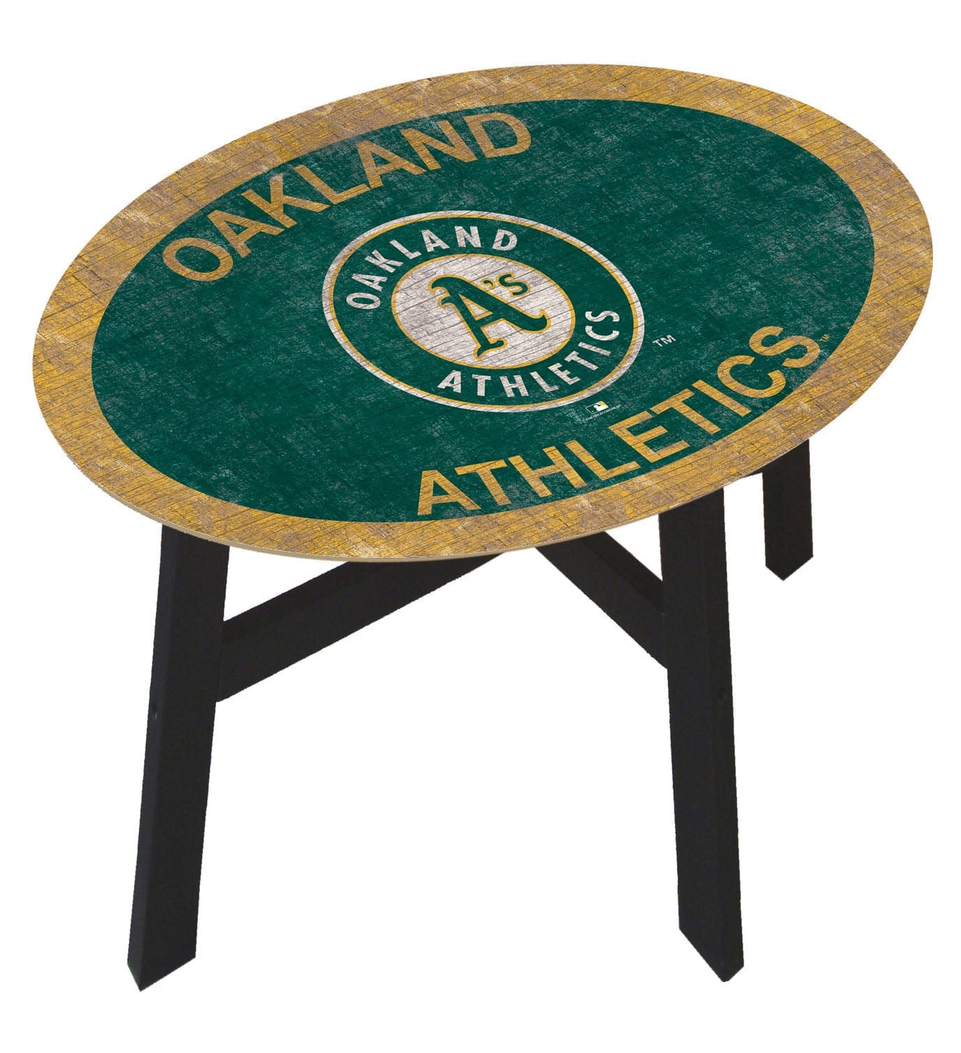 Oakland Athletics Distressed Side Table With Team Colors – Fan Creations GA