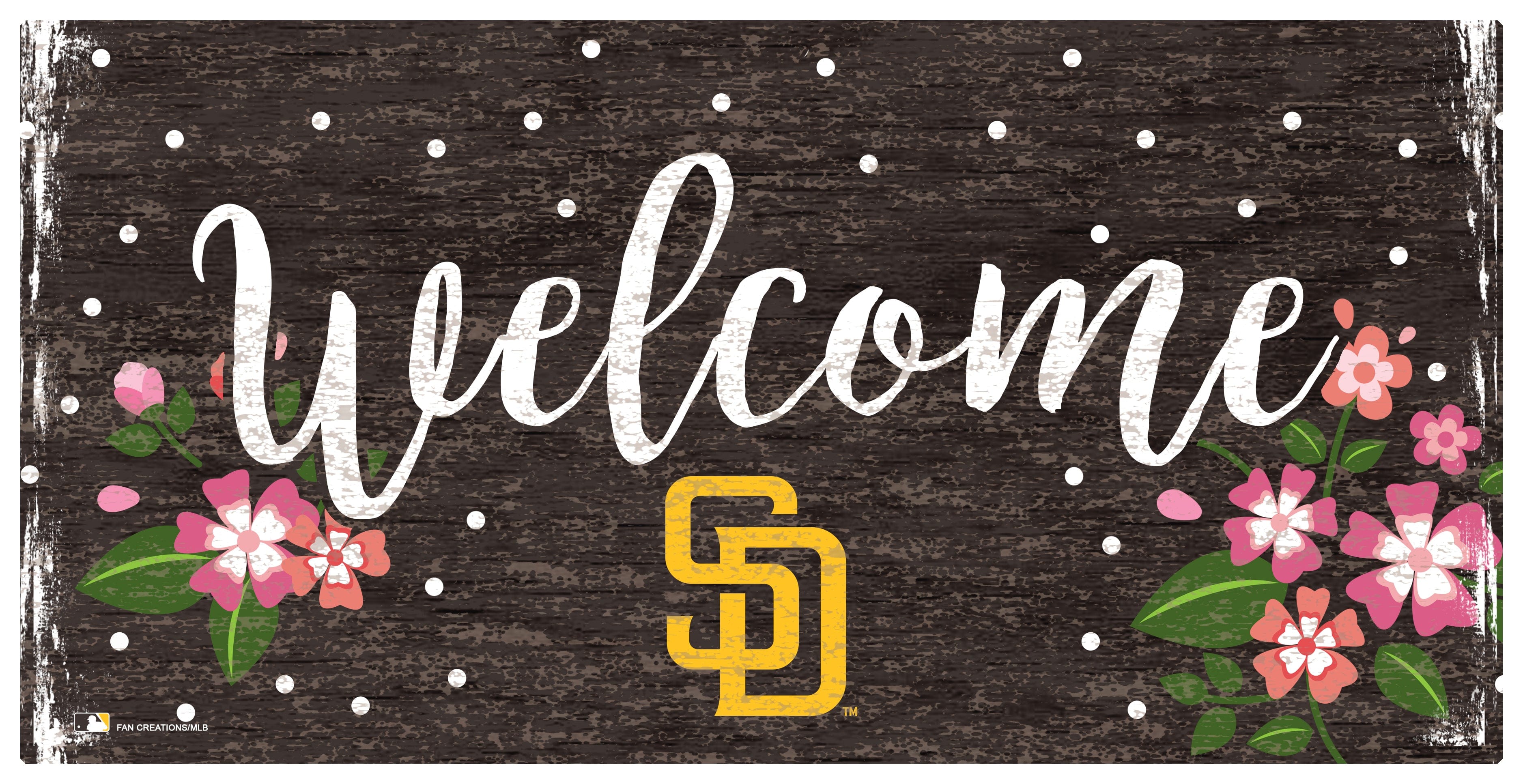 San Diego Padres Welcome Floral 6x12 Sign – Fan Creations GA