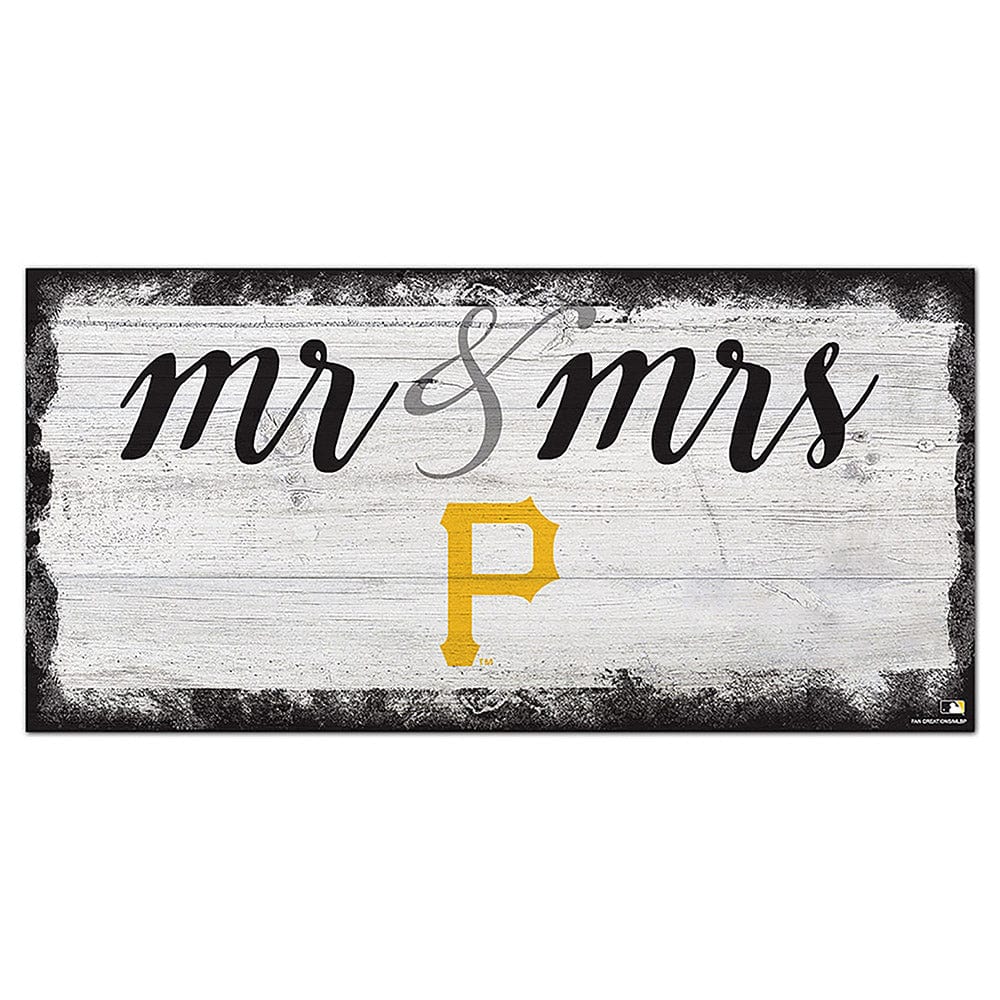 Pittsburgh Pirates Script Mr & Mrs 6x12 Sign – Fan Creations GA