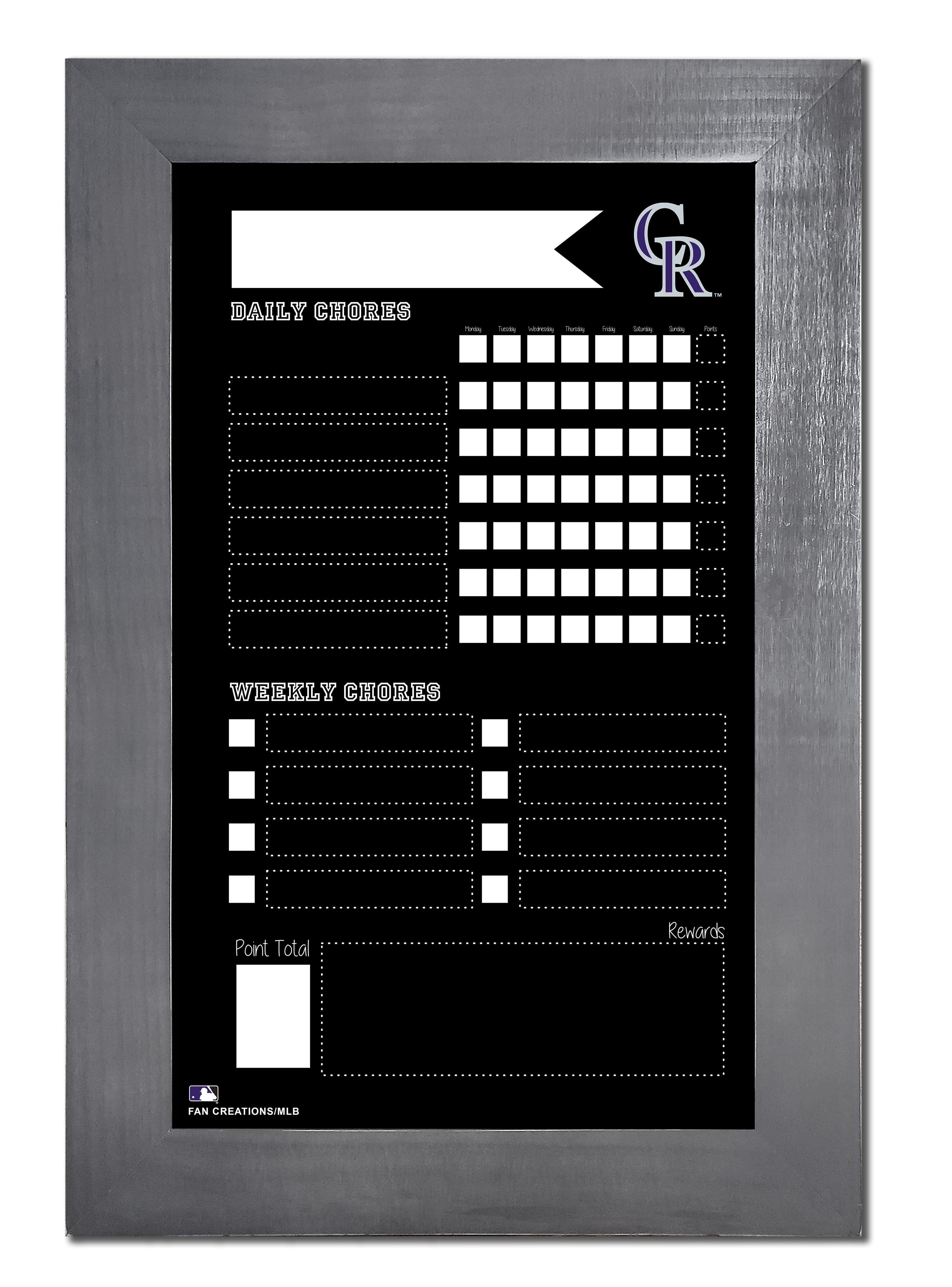 Colorado Rockies Chore Chart Chalkboard 11x19 With Frame – Fan Creations GA