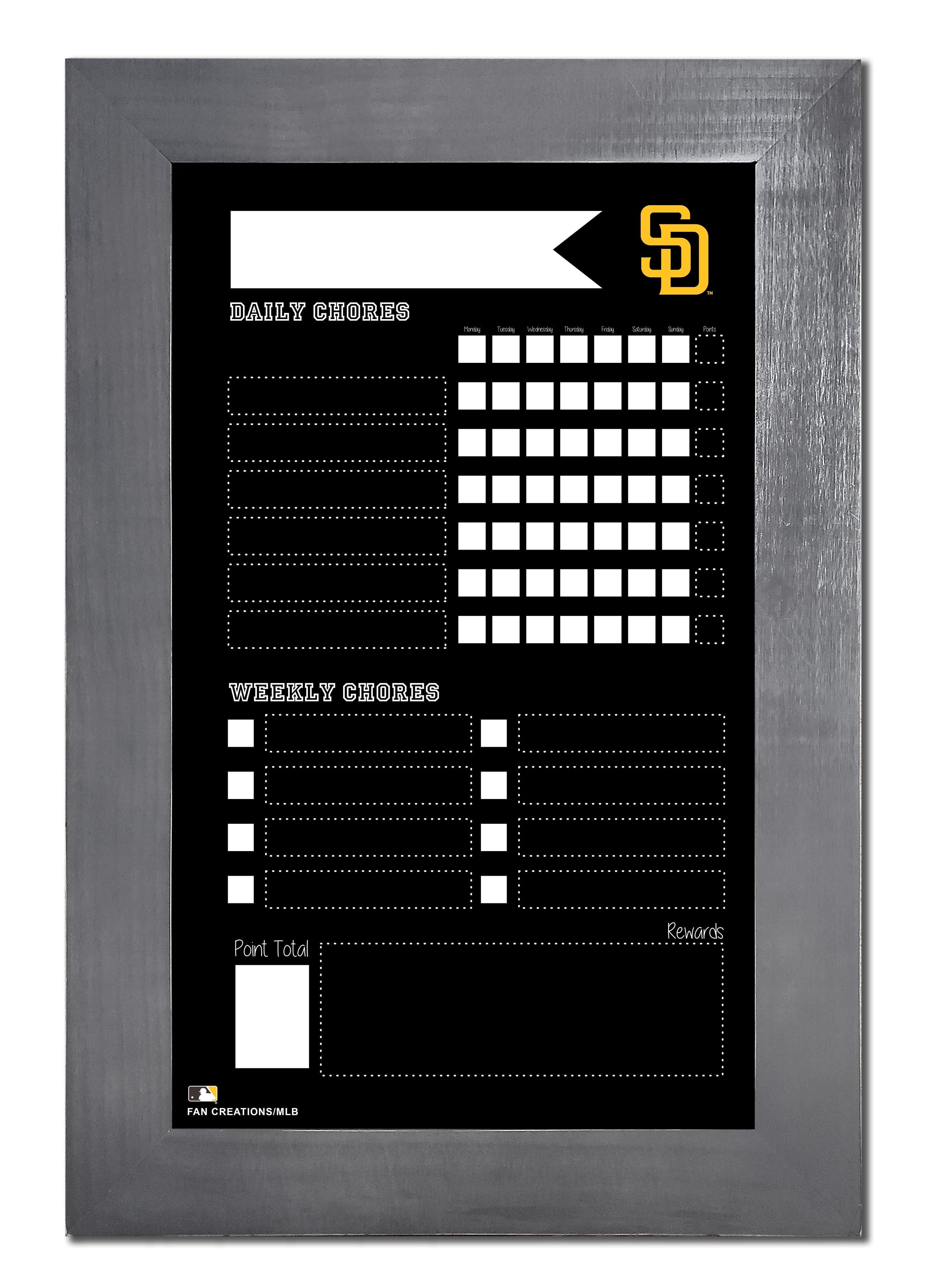 San Diego Padres Chore Chart Chalkboard 11x19 With Frame – Fan Creations GA