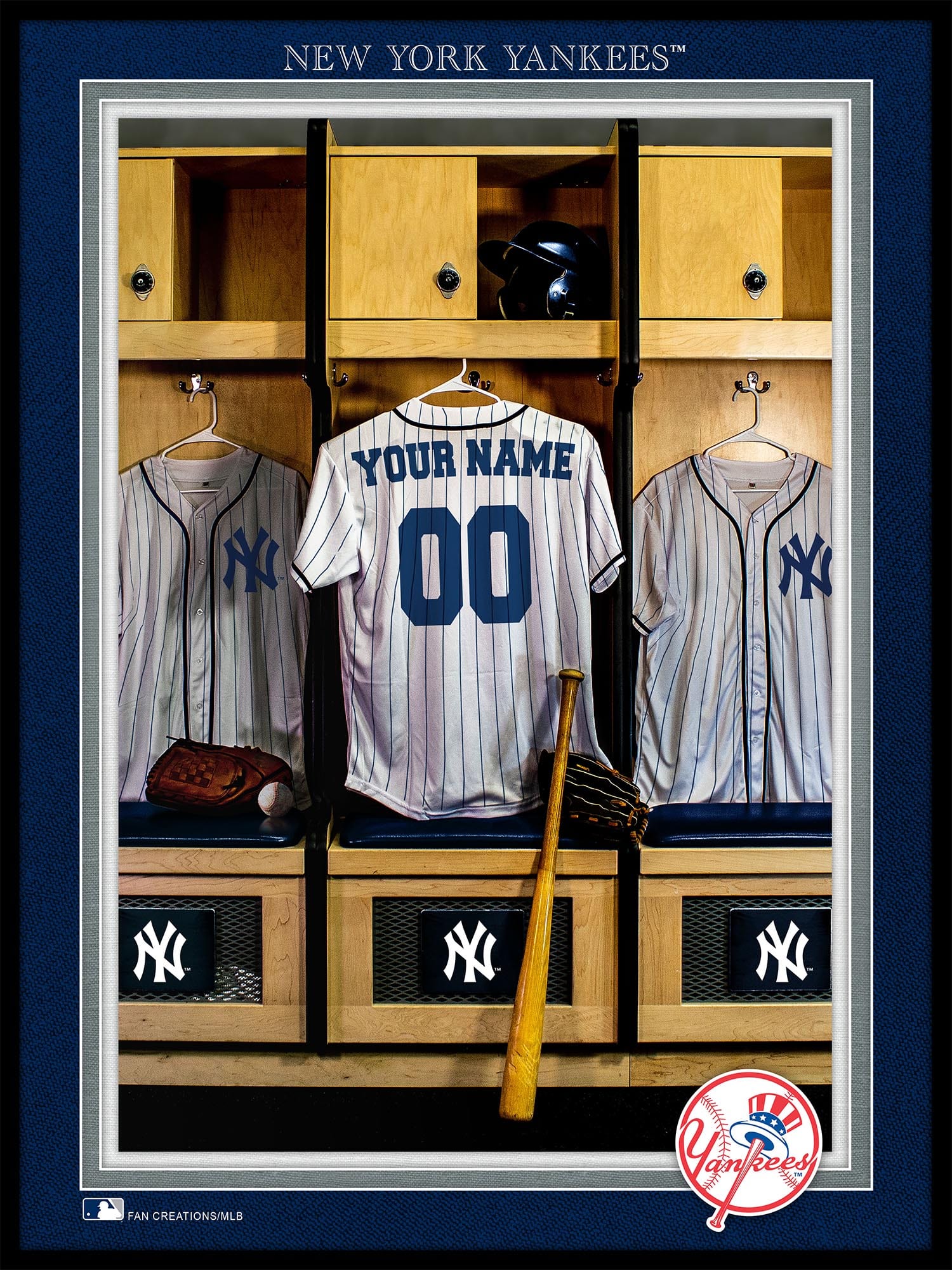 New York Yankees Locker Room Single Jersey 12x16 – Fan Creations GA