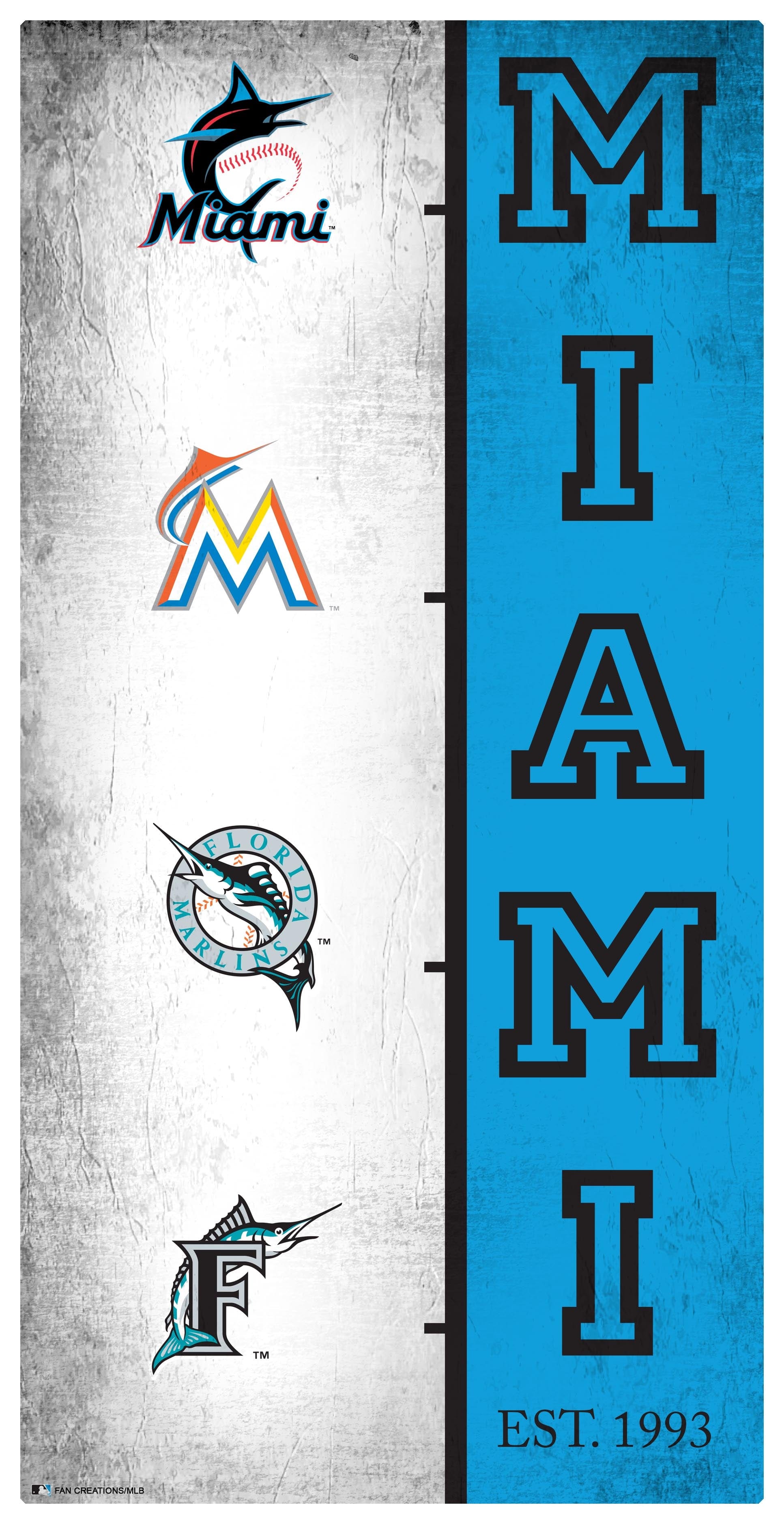 Miami Marlins Team Logo Progression 6x12 – Fan Creations GA