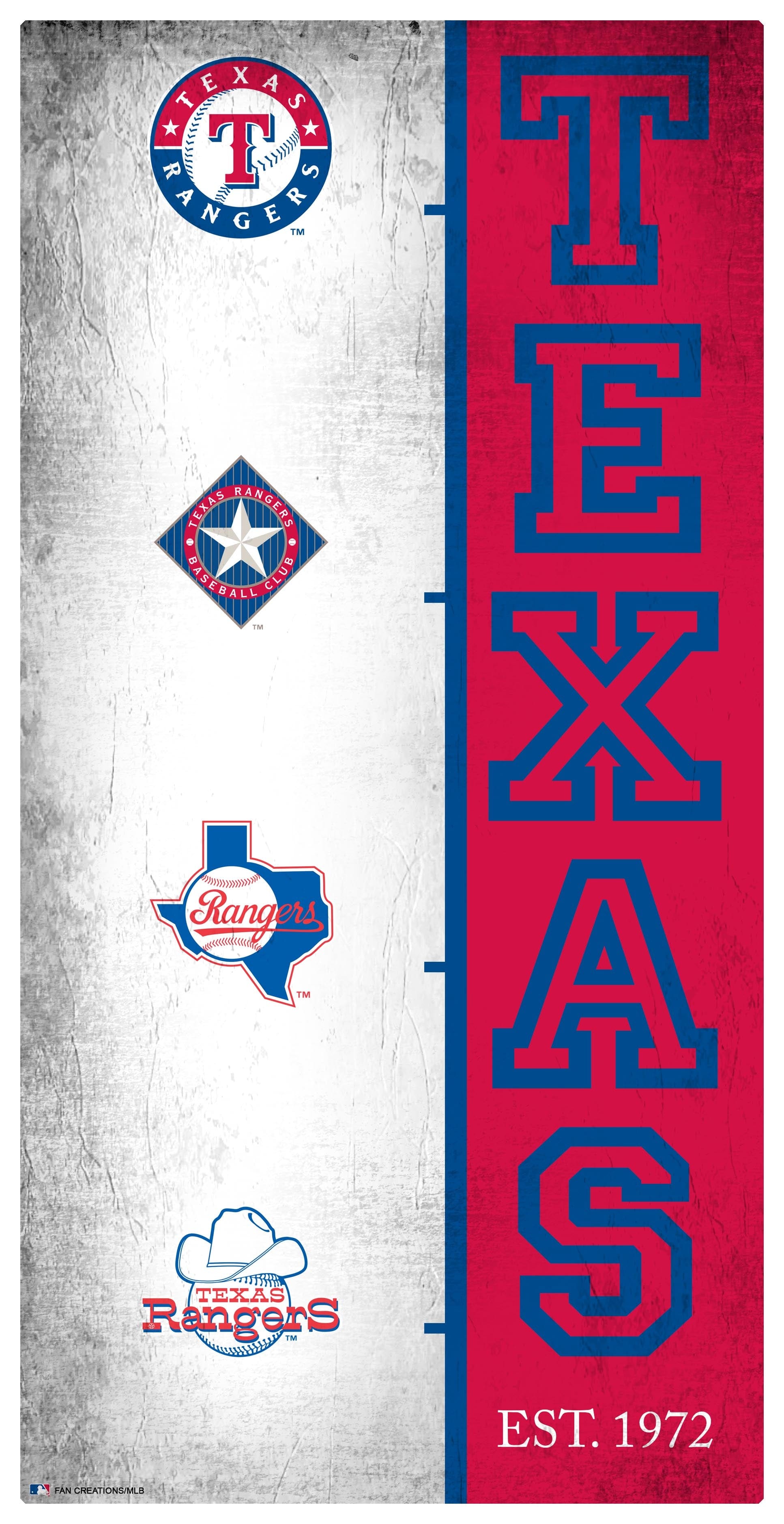 Texas Rangers Team Logo Progression 6x12 – Fan Creations GA