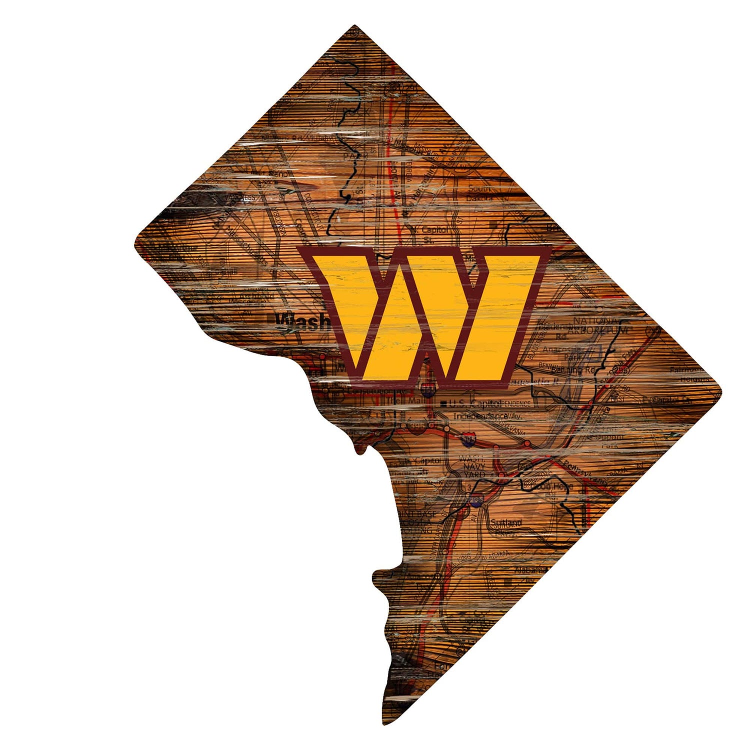 Washington Commanders Distressed State With Logo Sign – Fan Creations GA