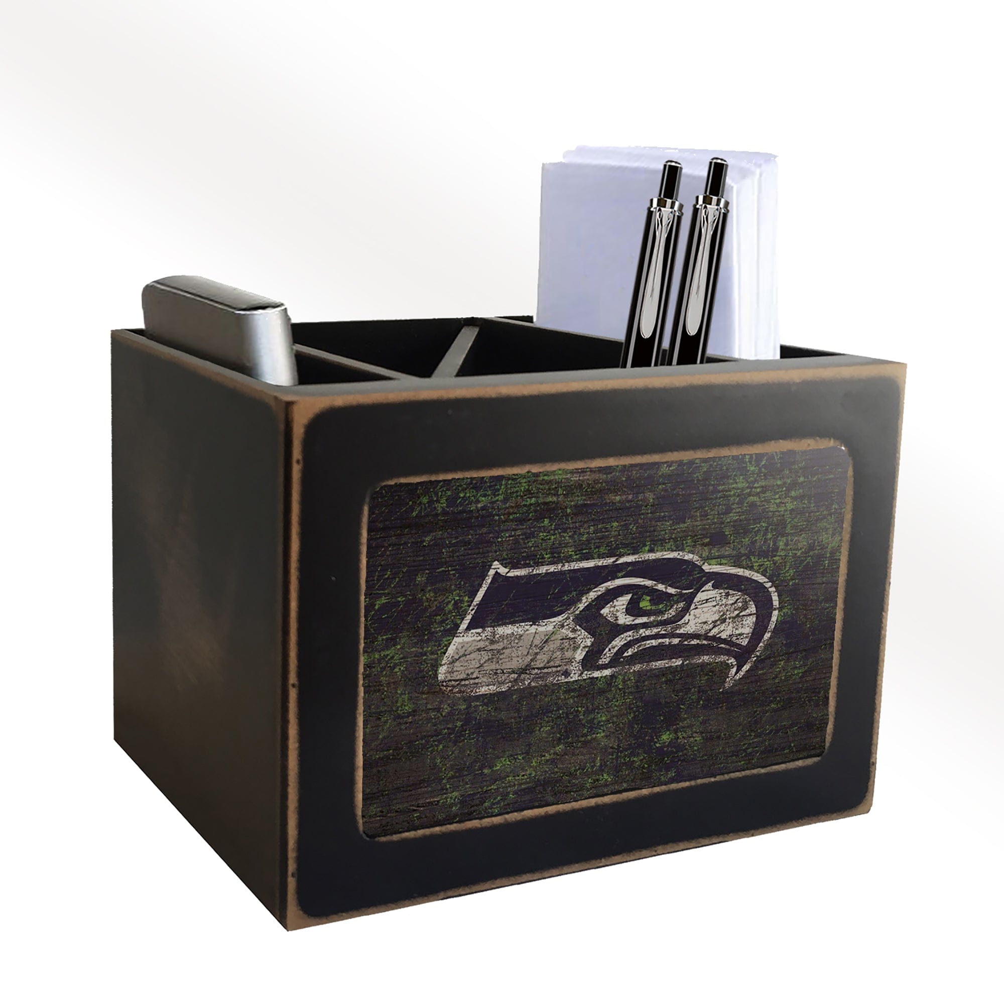 Seattle Seahawks Distressed Desktop Organizer With Team Color – Fan ...