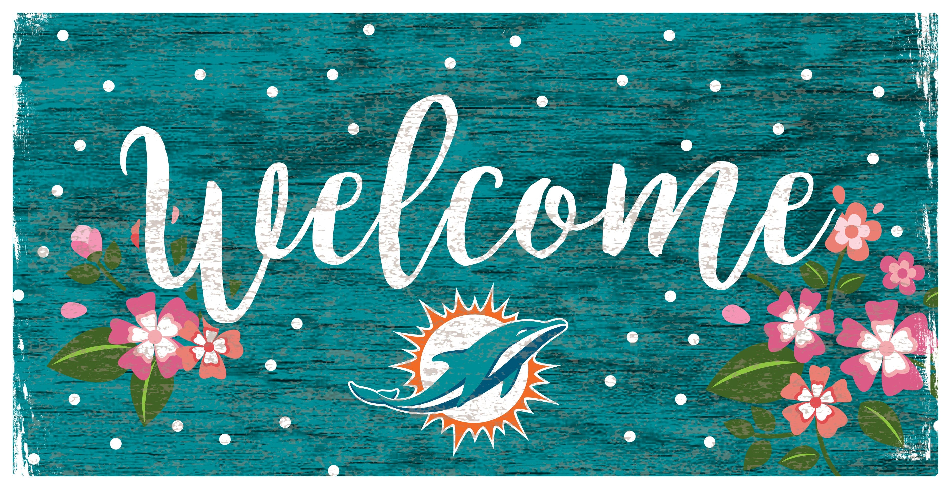 Miami Dolphins Welcome Floral 6x12 Sign – Fan Creations GA