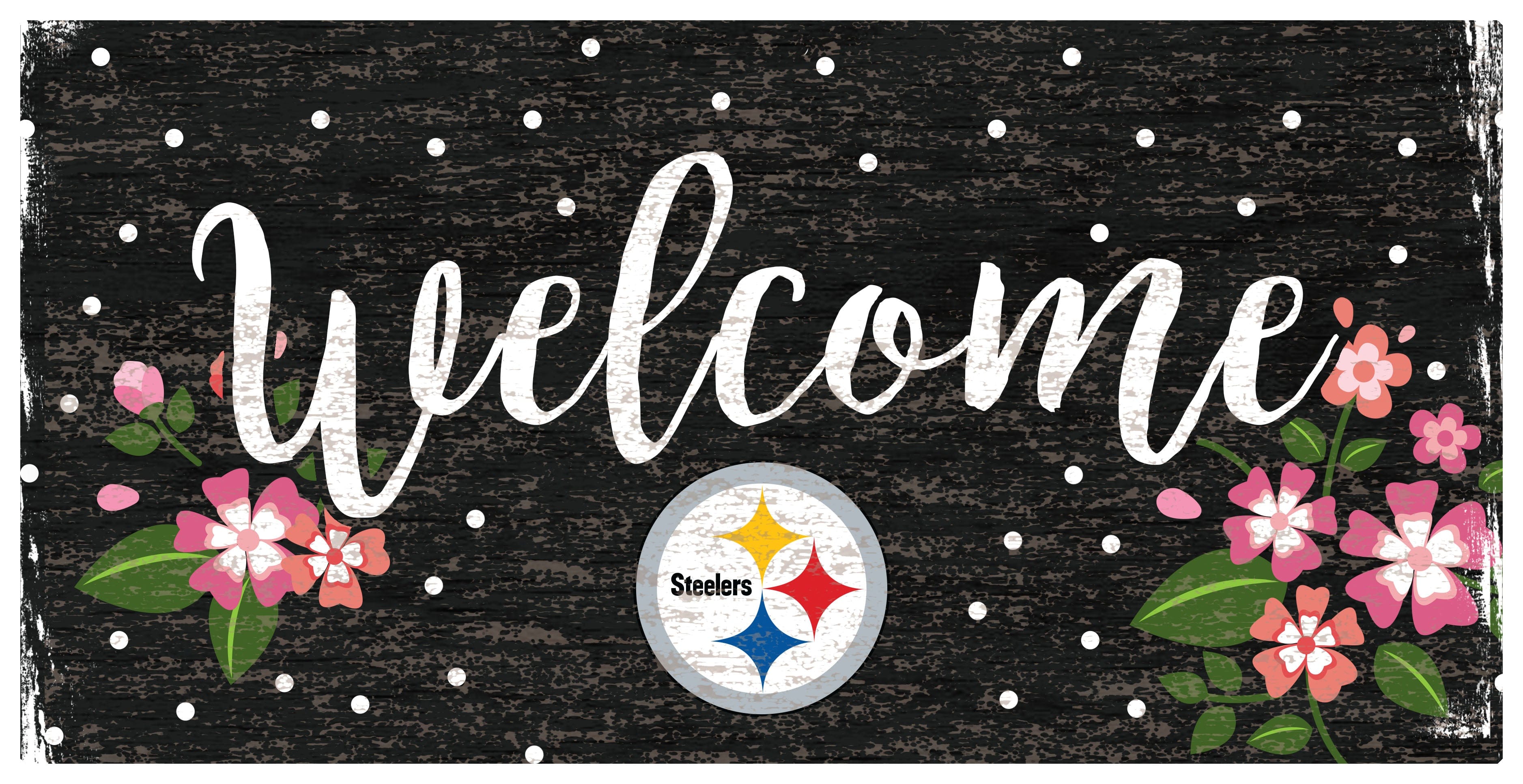 Pittsburgh Steelers Welcome Floral 6x12 Sign – Fan Creations GA