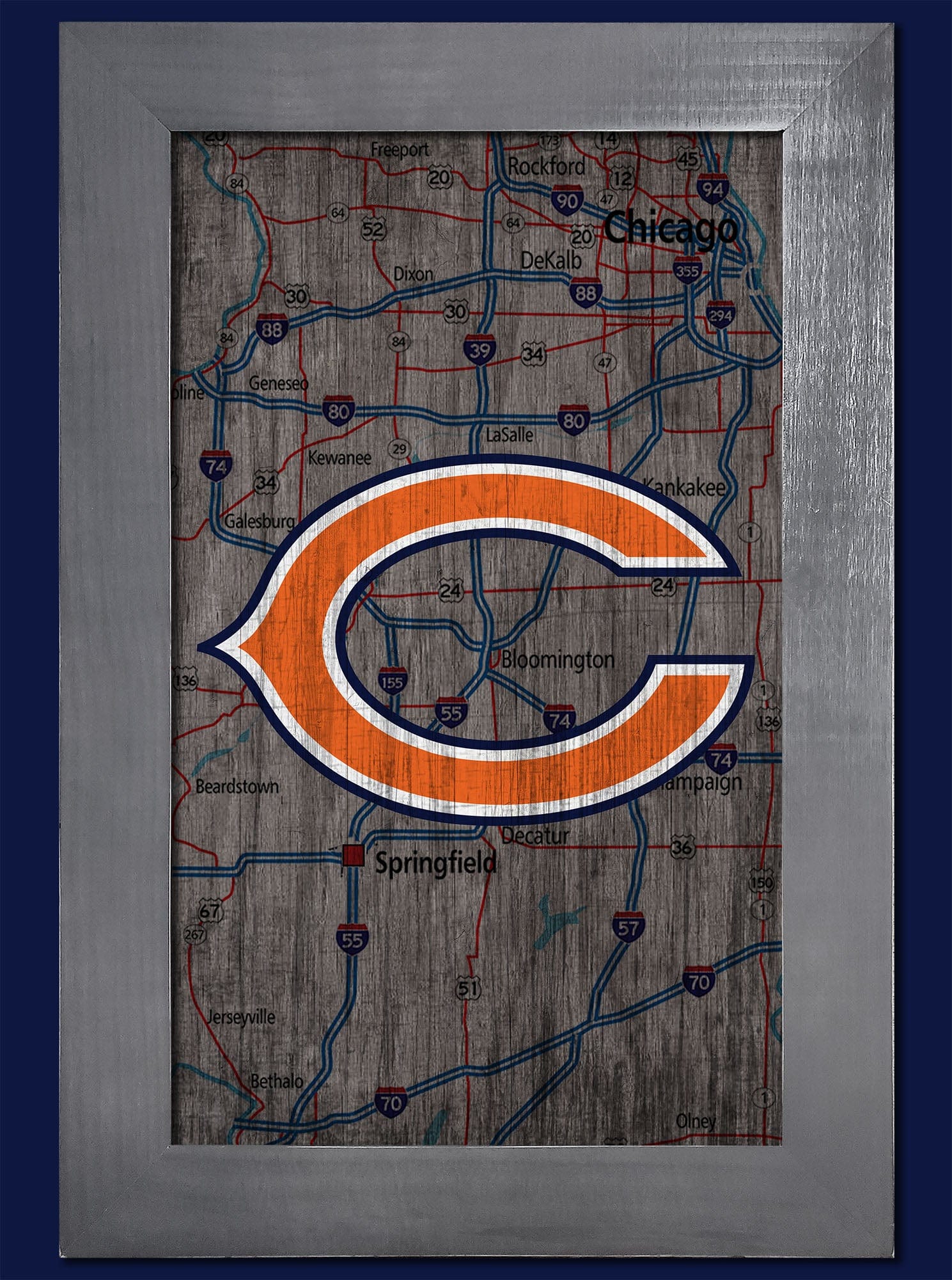 Chicago Bears City Map 11x19 Framed – Fan Creations GA