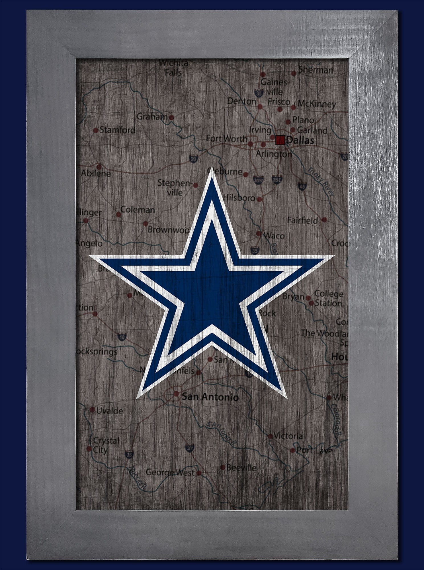 Dallas Cowboys City Map 11x19 Framed – Fan Creations GA