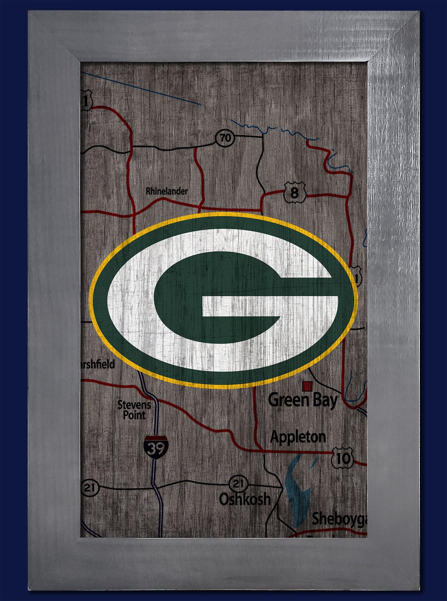 Green Bay Packers City Map 11x19 Framed – Fan Creations GA
