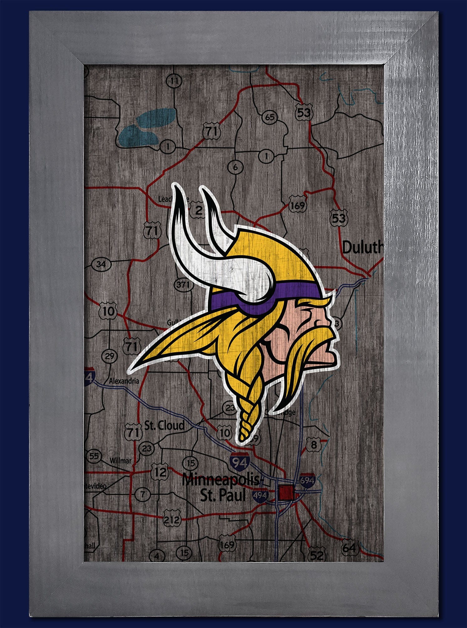 Minnesota Vikings City Map 11x19 Framed – Fan Creations GA