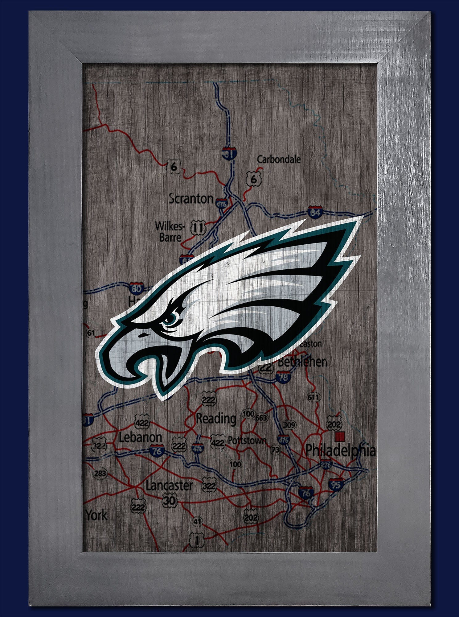Philadelphia Eagles City Map 11x19 Framed – Fan Creations GA