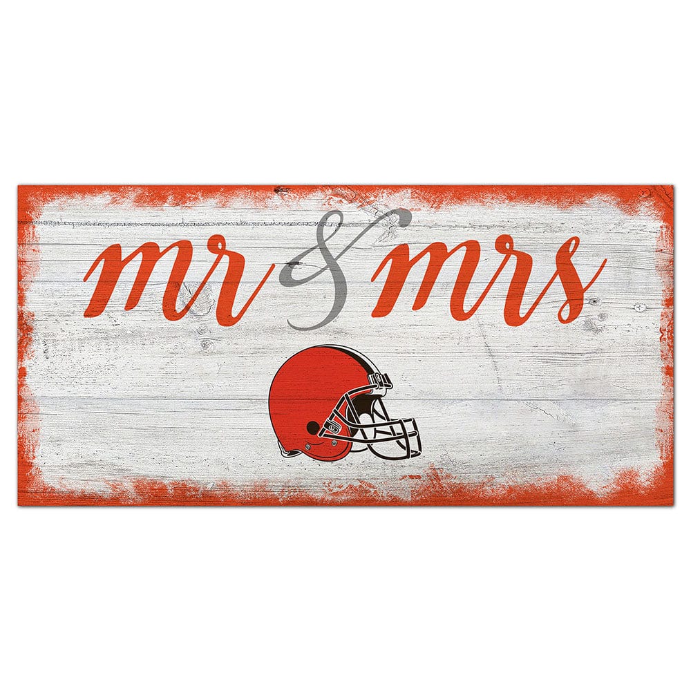 Cleveland Browns Script Mr & Mrs 6x12 Sign – Fan Creations GA