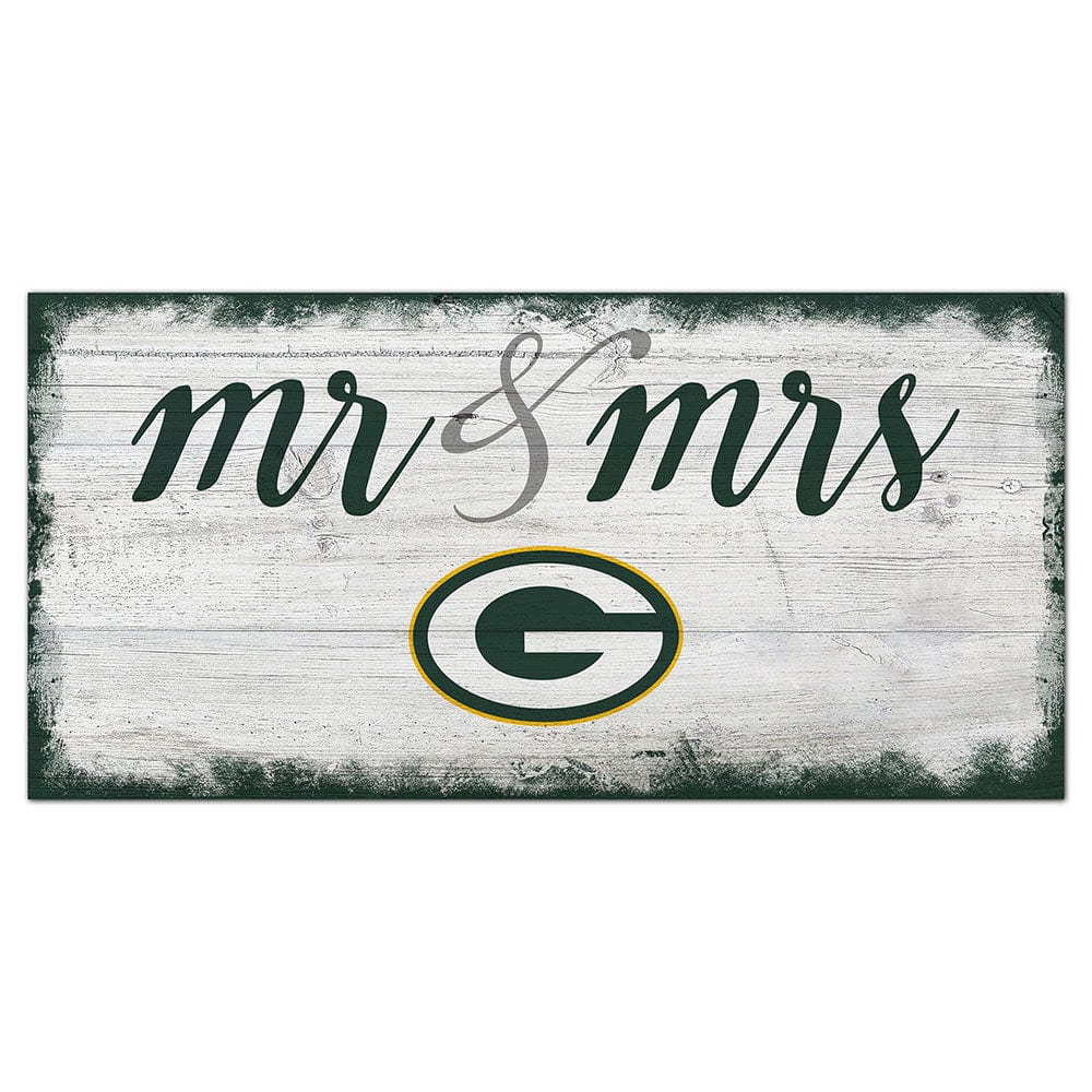 Green Bay Packers Script Mr & Mrs 6x12 Sign – Fan Creations GA
