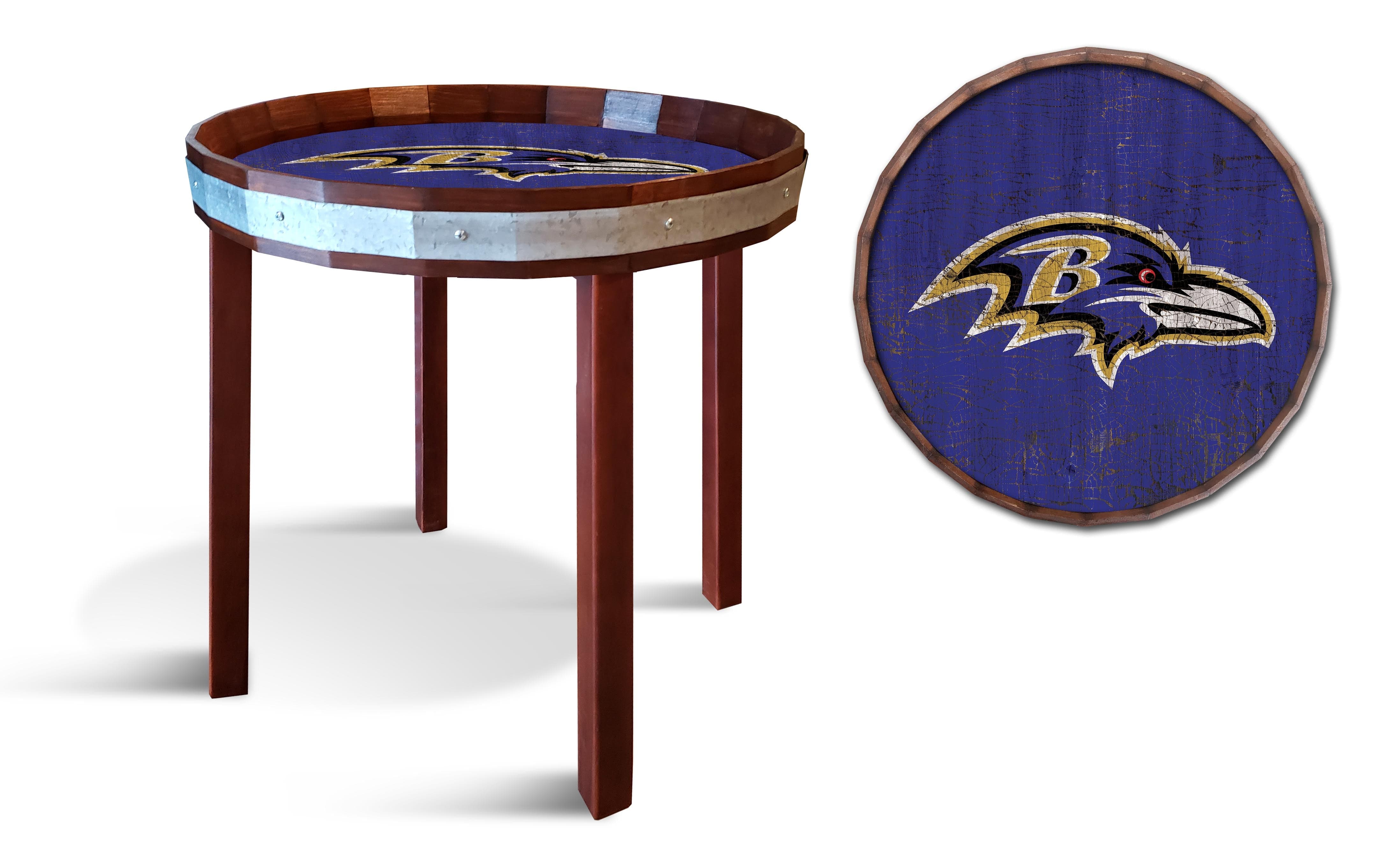 Baltimore Ravens Barrel Top Side Table – Fan Creations GA