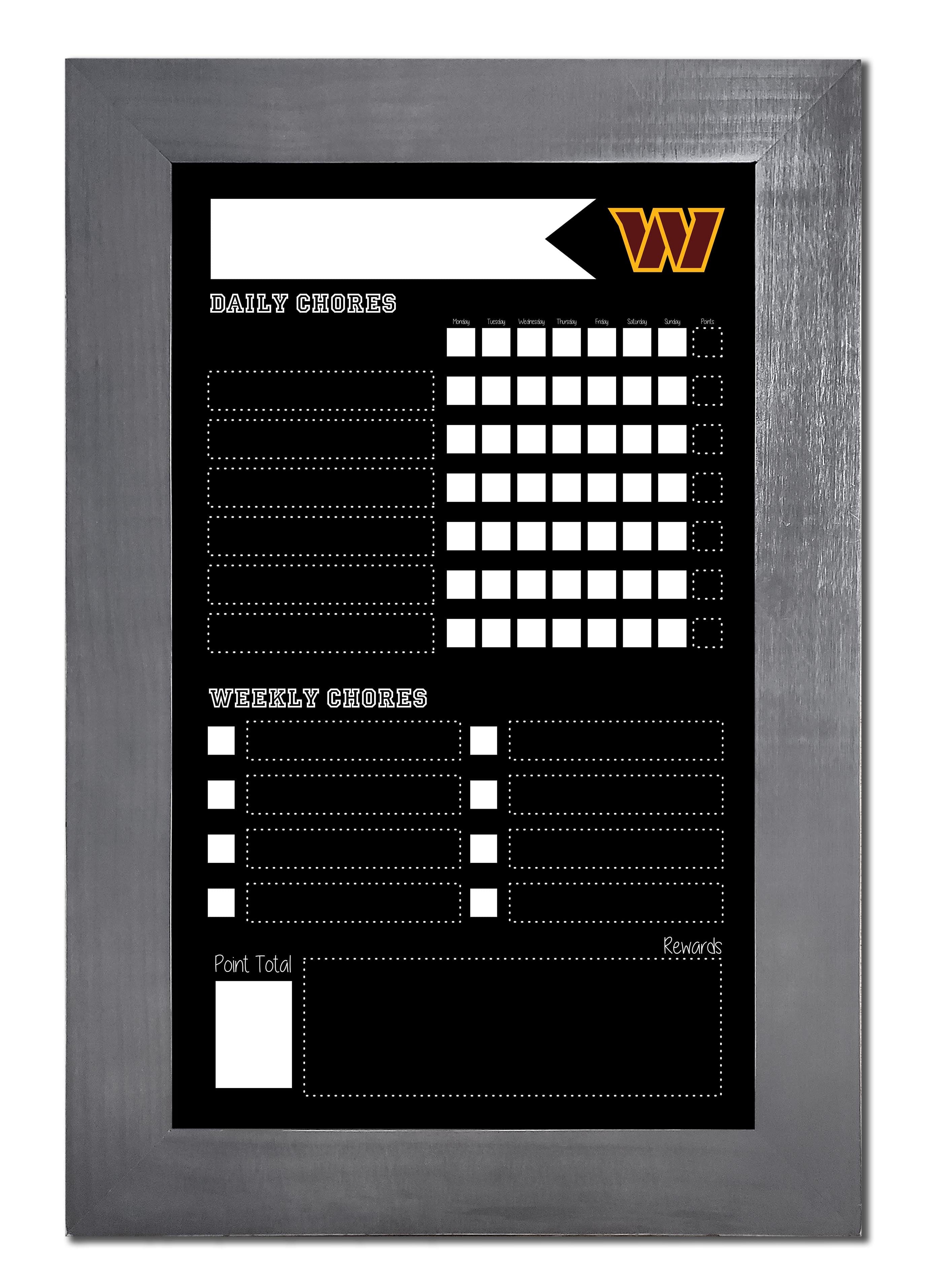 Washington Commanders Chore Chart Chalkboard 11x19 With Frame – Fan ...