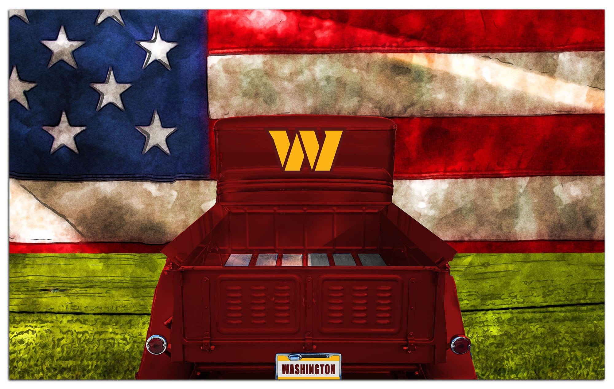 Washington Commanders Patriotic Retro Truck 11x19 – Fan Creations GA