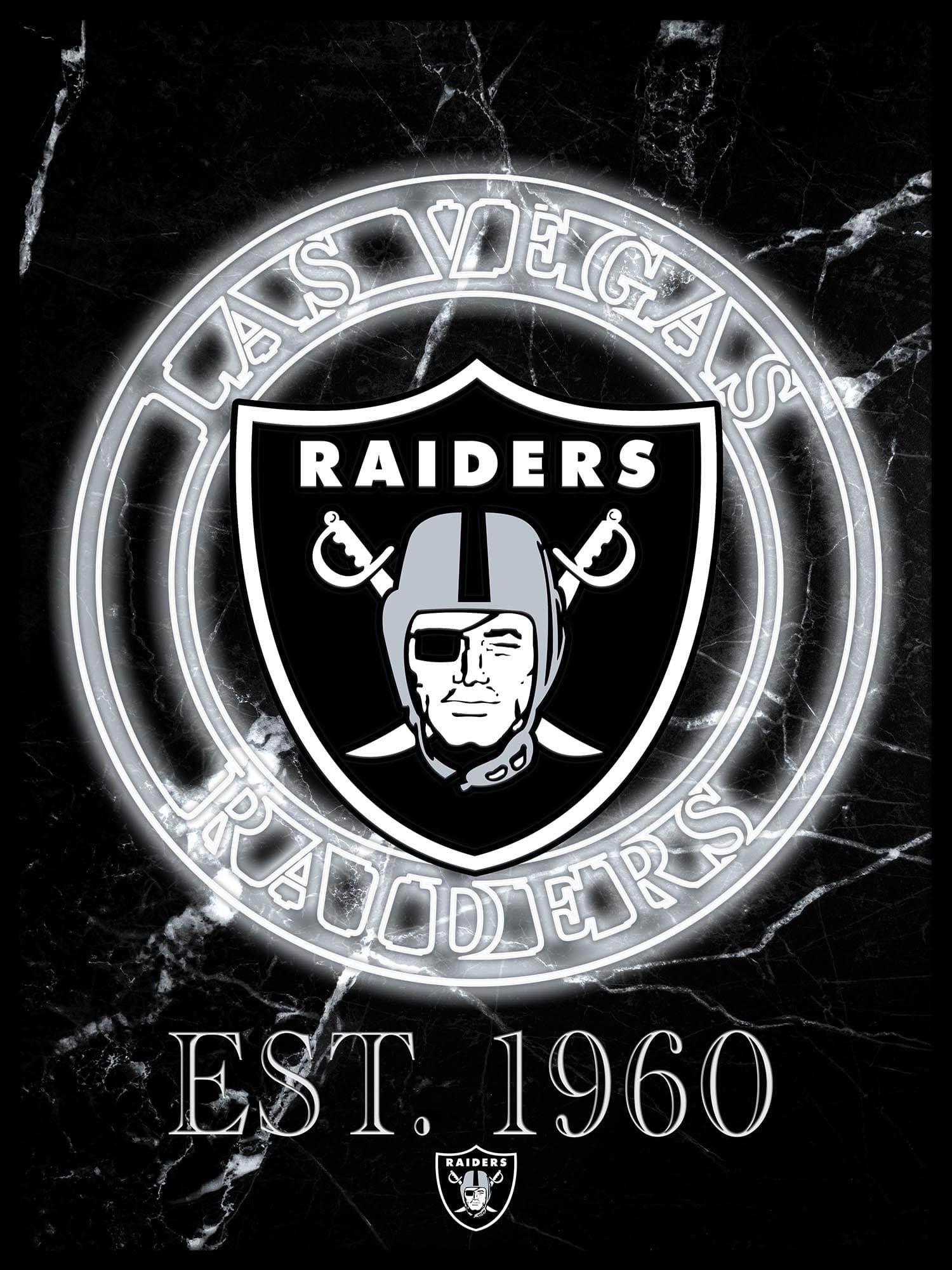 Las Vegas Raiders Neon Circle Logo 12x16 – Fan Creations GA
