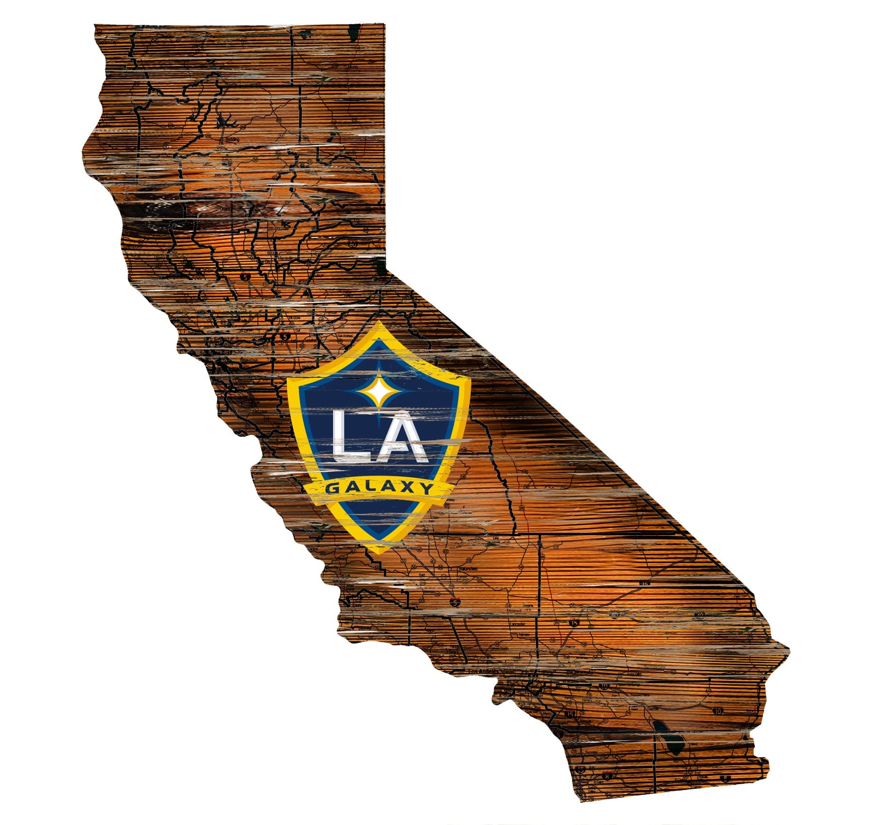 LA Galaxy Distressed State With Logo Sign – Fan Creations GA